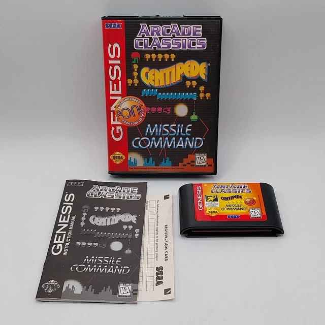 ARCADE CLASSICS - Centipede, Pong, Missile Command (Sega Genesis, 1996) Complete £11.15 ...
