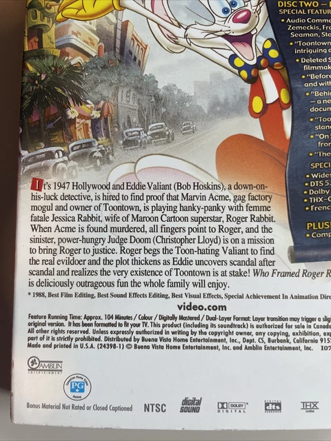 WHO FRAMED ROGER Rabbit (Vista Series) DVDs VERY GOOD £7.01 - PicClick UK