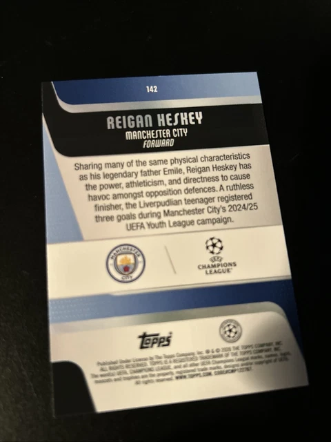 CARTE TOPPS UCC Flagship 25/26 Reigan heskey Numbered /5 Manchester ...