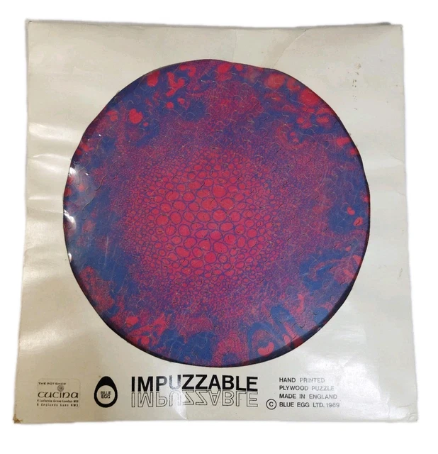 RARE VINTAGE 1969 Blue Egg Impuzzable Plywood psychedelic Mid-century ...