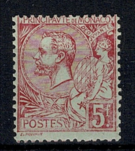 MONACO STAMP TIMBRE 21a " PRINCE ALBERT 1er 5F CARMIN SUR VERT " NEUF x ...