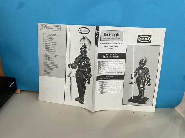 VINTAGE AURORA BLACK Knight Assembly Instructions Kit #473 From Yancus ...