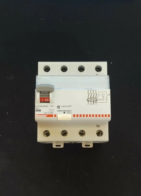 BTICINO DIFFERENZIALE PURO Classe AC 4p 40a 30ma G743N/40AC EUR 35,00 - PicClick IT