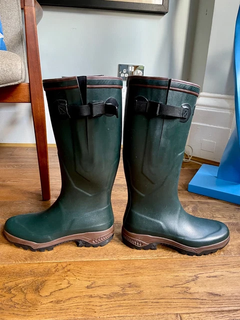 AIGLE PARCOURS 2 VARIO Men's Wellington Boots - Green, UK Size 9 NWOT £ ...