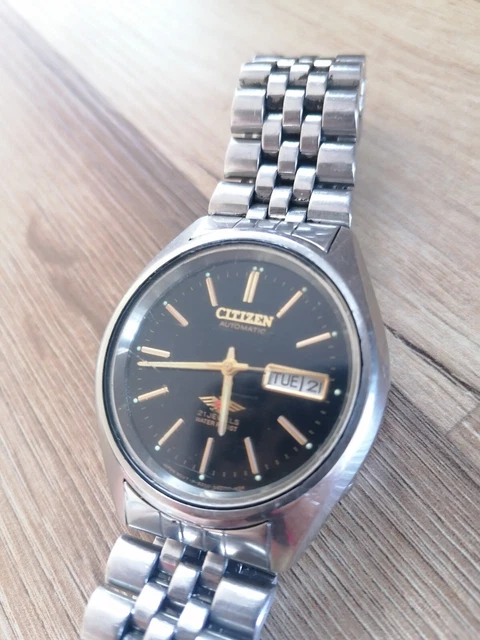 VINTAGE CITIZEN EAGLE 7 Automatic 21 Jewels Day Date Black Gold Dial Mens Watch £50.00 - PicClick UK