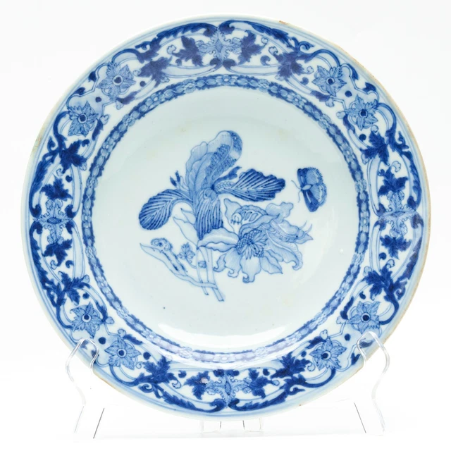 CHINESE PORCELAIN DEEP Plate Blue Merian Maria Sybille Dutch Botanist ...