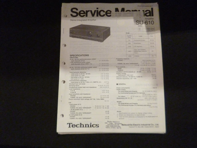 ORIGINAL SERVICE MANUAL Schaltplan Technics SU-610 EUR 12,50 - PicClick DE