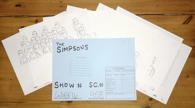 THE SIMPSONS ORIGINAL Animation Production Drawings Folder Mixed Cel TV ...