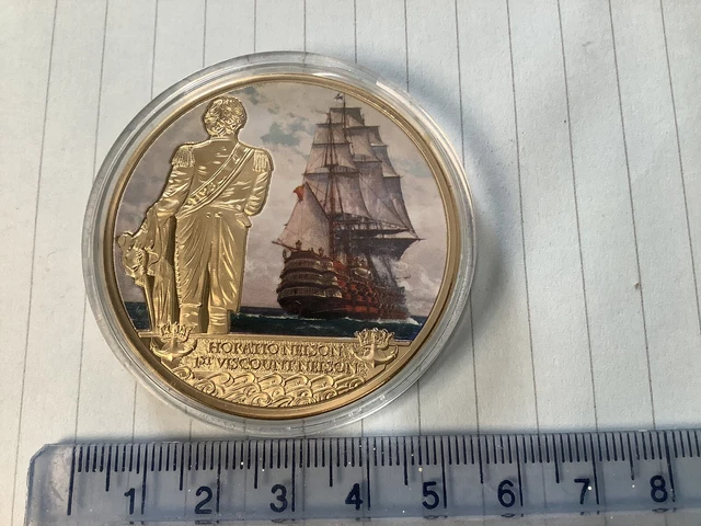 250TH ANNIVERSARY OF HMS Victory Proof coin medallion Gold plated 50mm ...