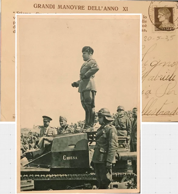 FASCISMO CARTOLINA MILITARE propaganda viaggiata 1935 il Duce Mussolini ...