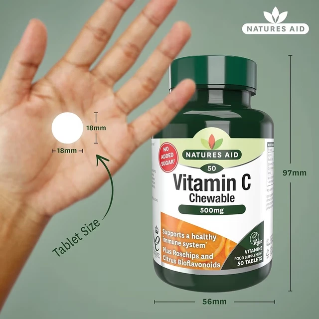 NATURES AID VITAMIN C 500mg Chewable Tablets Sugar Free Vegan 50 Pack £ ...