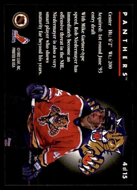 1993-94 DONRUSS RATED Rookies Rob Niedermayer Florida Panthers #4 $1.35 ...