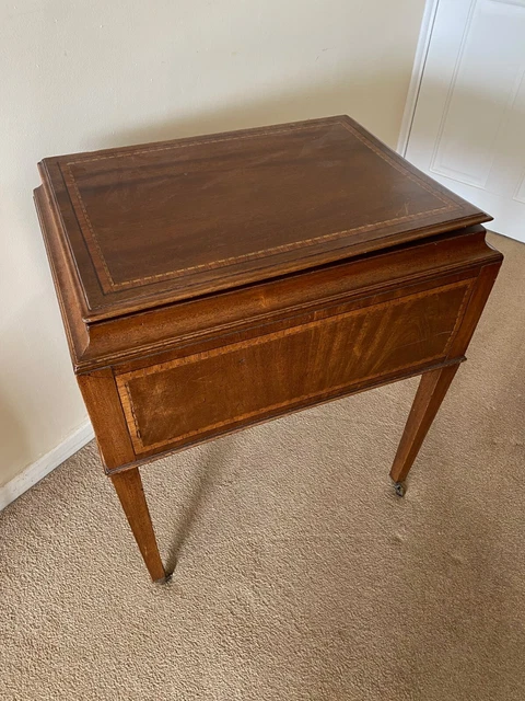 ANTIQUE EDWARDIAN SEWING box / Workbox / storage box on legs with ...