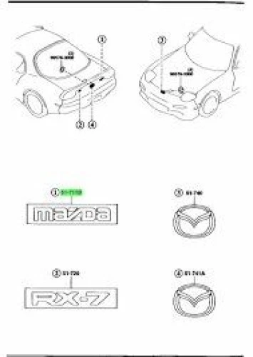 ORIGINAL MAZDA OEM Rx-7 Rx7 Fd3S Fc3S Fc3C Heck Emblem Badge Ornament ...