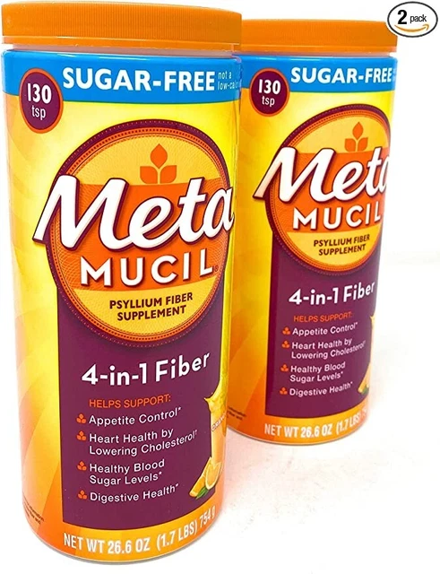 METAMUCIL FIBER 4-IN-1 Psyllium Sugar-Free Fiber Supplement Powder ...