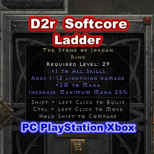 DIABLO 2 RESURRECTED Stone of Jordan SOJ D2R PC Xbox NEUFL échelle SC ...