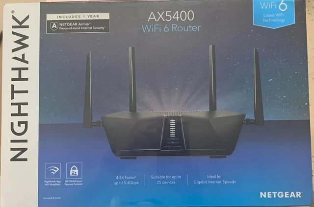 NETGEAR NIGHTHAWK AX5400 WiFi 6 Router with One year Advanced Cyber ...