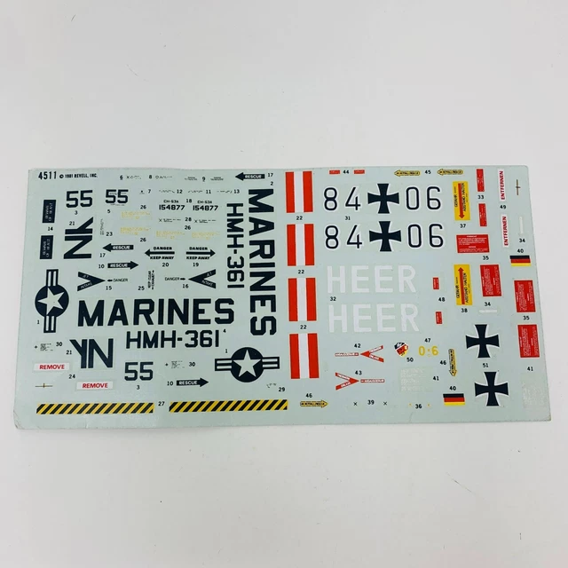 DECALS SHEET FOR Revell 4511 CH-53G Sikorsky He1icopter 1981 Model Kit ...