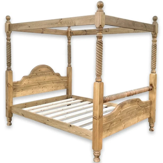 CLASSIC PINE BED-FOUR Poster-Barley Twist Rail & Posts £599.00 ...