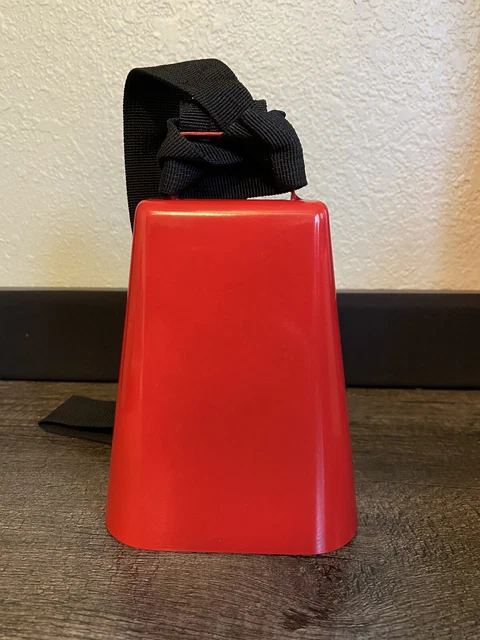 NEW LARGE SPORTING Event Metal 7" Red Cowbell Strap Cow Bell $18.00 ...