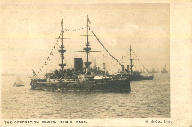 1907 POSTCARD ROYAL Navy Majestic-class battleship HMS MARS in ...
