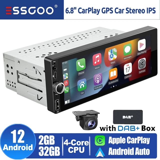 ANDROID 12 DAB+ CarPlay Single 1 DIN Car Stereo IPS Screen Head Unit ...