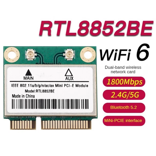 RTL8852BE CARD WiFi 6 1800Mbps BT 5.2 Dual Band MiniPCIe 802.11ac/Ax 21866 £8.74 - PicClick UK