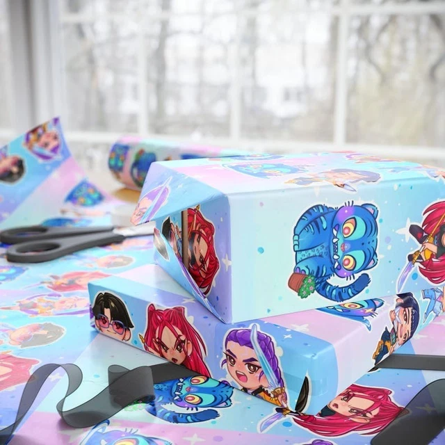 KPOP DEMON HUNTERS Wrapping Paper, Huntrix Derpy Tiger Christmas ...