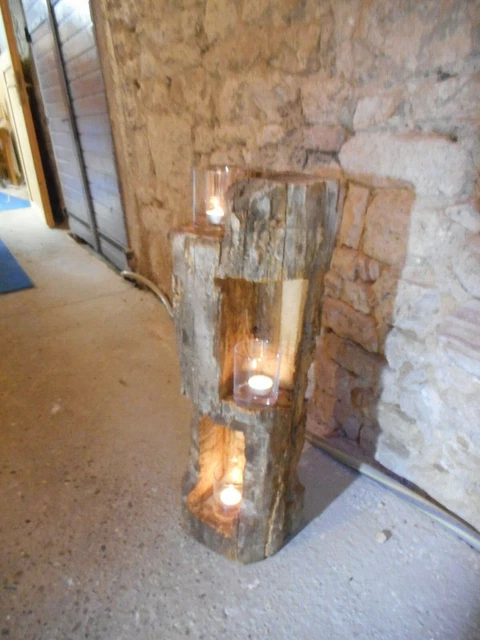 WINDLICHT UNIKAT AUS altem Holzbalken Deko Skulptur Altholz Alt 68 cm ...