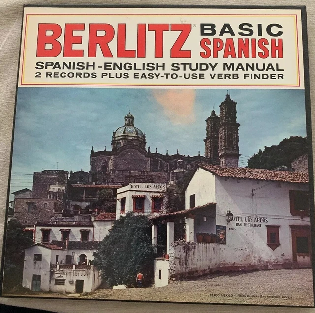 RARE VINTAGE: BERLITZ Basic Spanish~Book Record LP Set~💥Verb Wheel~Self ...