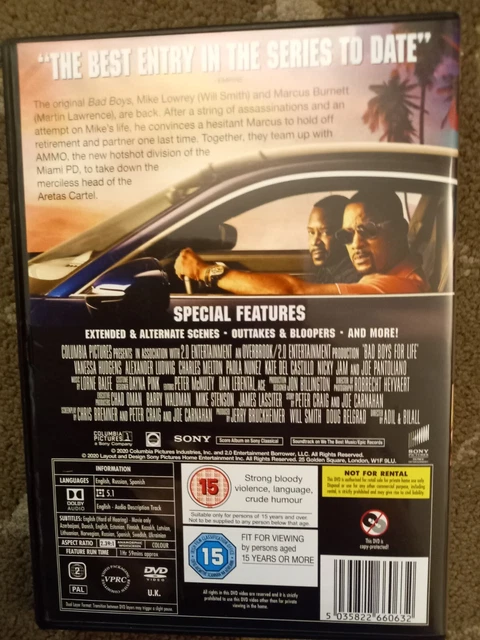 BAD BOYS FOR Life Dvd Will Smith Martin Lawrence $7.39 - PicClick CA