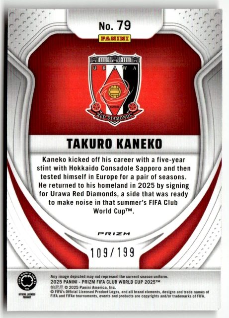 2025 PANINI PRIZM Club World Cup N º 79 Takuro Kaneko Rookie Red Prizm 109/199 EUR 4,11 ...