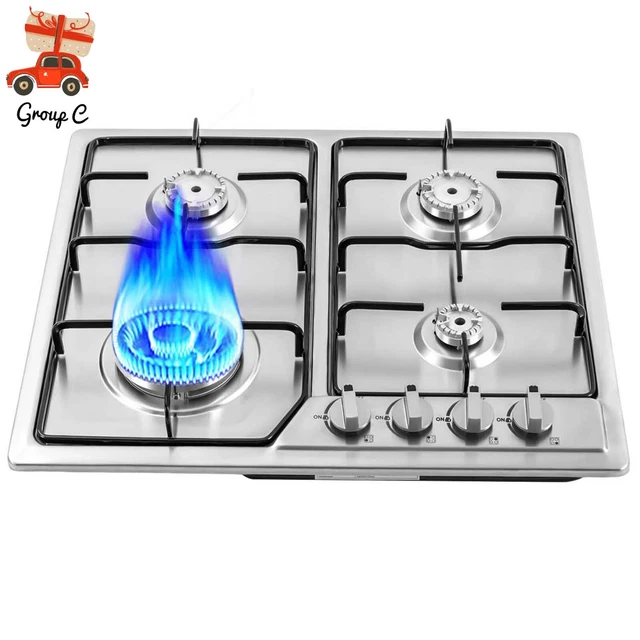 58CM FOUR BURNER Gas Hob NG/LPG Gas Cooker Built In Stainless Steel ...