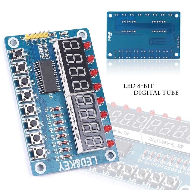 8-BIT LED 8-BIT Digital Tube 8 KeyS TM1638 Display module fit AVR ARM £ ...