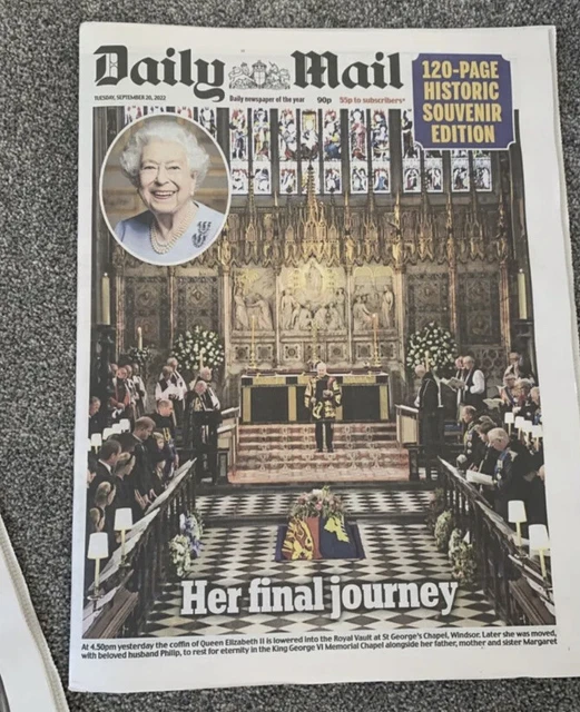THE DAILY MAIL - Queen Elizabeth II Funeral - Tuesday 20th September ...