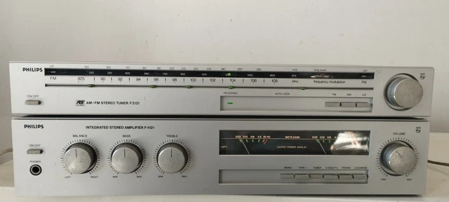 AMPLI PHILIPS F 4121 integrated stereo amplifier + tuner Philips F 2121 ...