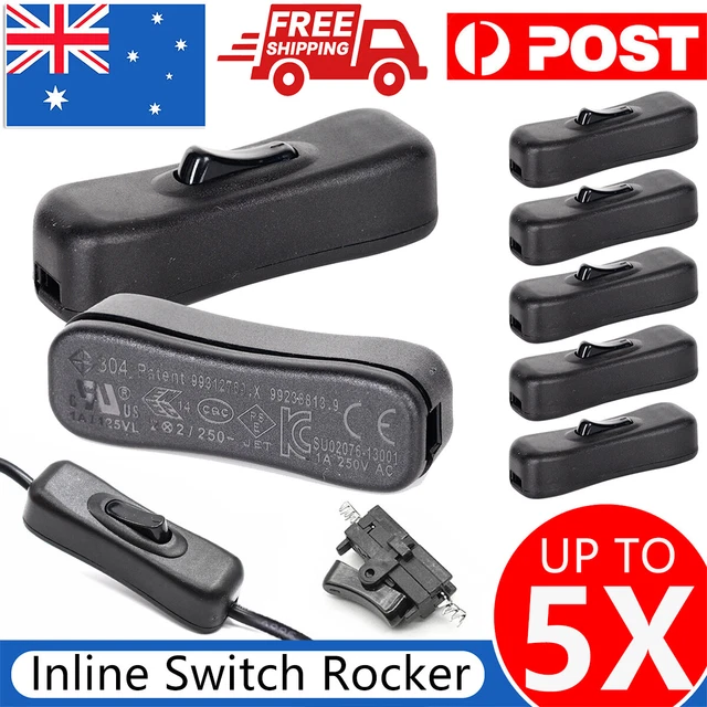 INLINE SWITCH ROCKER Lamp Power Extension Cord Lead Cable 4X4 12V 240V ...