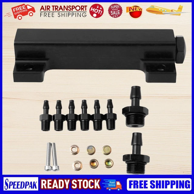 6 PORT VACUUM Blocks Intake Manifold Kit Aluminum Alloy Car Turbos ...