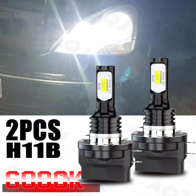 H11B LED HEADLIGHT Bulb Replace Low Beam 6000K White Bright Lamp 2pcs ...