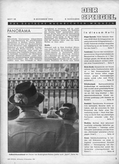 MAGAZIN DER SPIEGEL★HEFT #50 v 8.12.1954★GERSTENMAIER★BECHER★BRECHT ...