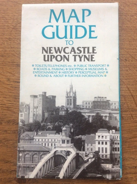 VINTAGE 1987 FOLD Out Wall Map Guide Newcastle Upon Tyne Geordie ...