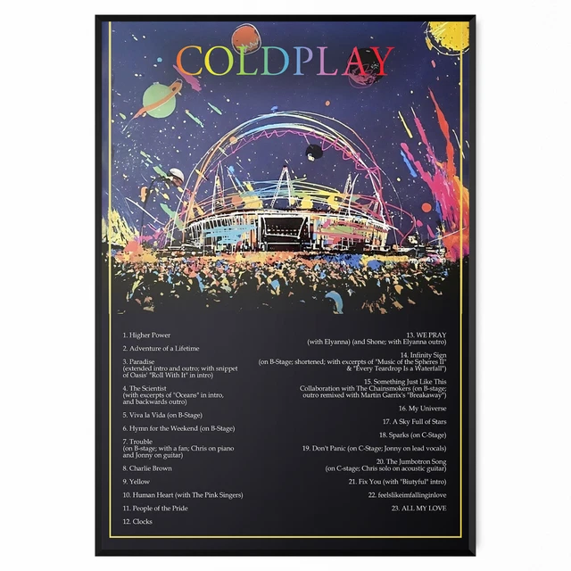 COLDPLAY MUSIC OF The Spheres 2025 London Tour Setlist Poster UK Tour ...