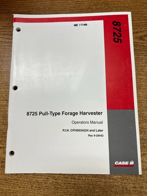 CASE IH OPERATOR'S Manual 8725 Pull-Type Forage Harvester Rac 9-28442 ...