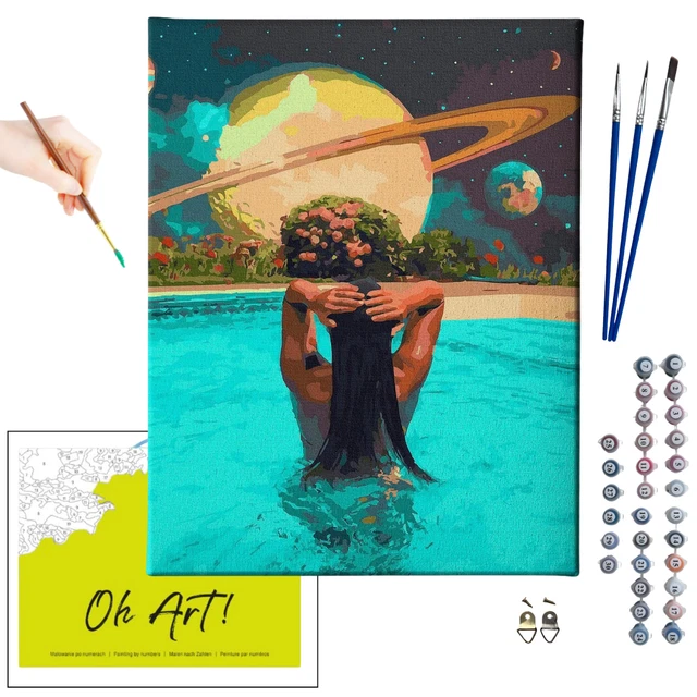 OH ART! PREMIUM 40x50cm Leinwand Malen nach Zahlen Erwachsene mit Rahmen Frau EUR 34,99 ...