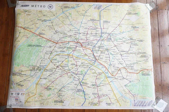 1983 FRANCE RATP Metro Underground Tube Map Railway Quad Poster £199.99 ...