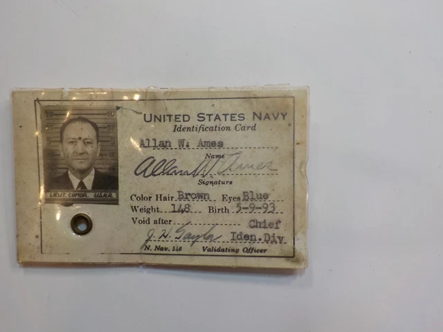 WW2 PHOTO ID Card Fleet Air Wing 17 Allan W. Ames Photograph Document ...