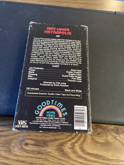 FRITZ LANG'S METROPOLIS VHS Goodtimes Home Video Dir By Erich Pommer B&W £6.37 - PicClick UK