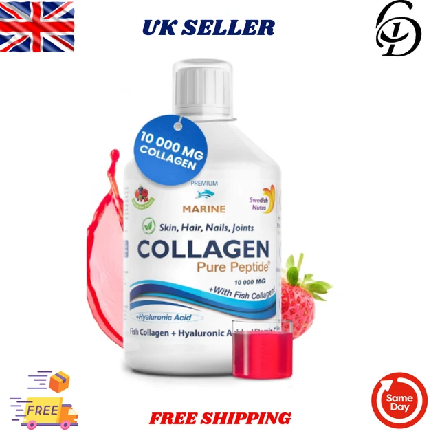 SWEDISH NUTRA MARINE Collagen Pure Peptide 10,000mg,Vitamin C+ Anti-Aging Liquid £17.98 ...