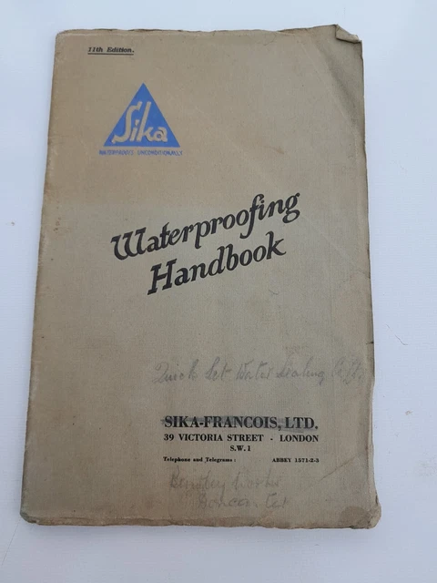 VINTAGE SIKA WATERPROOFING Handbook Circa 1940's, Contains Some Old ...