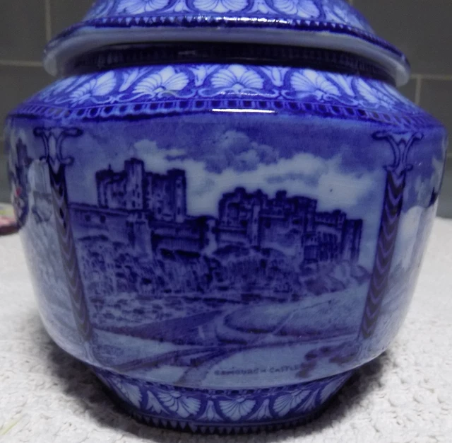 VINTAGE RINGTONS MALING Ware Ceramic Castles Tea Caddy Biscuit Jar Blue & White £15.00 - PicClick UK